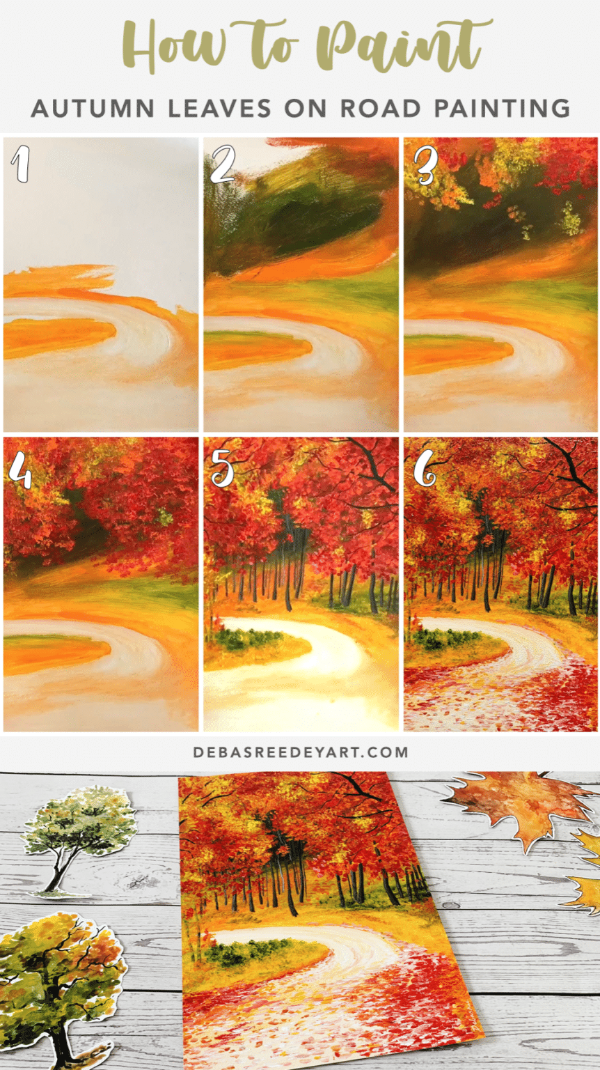 Easy Autumn Road: A Step-by-Step Fall Painting Tutorial for Beginners - Debasree Dey Art